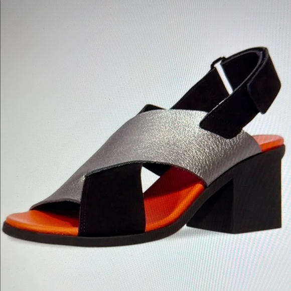 Arche | Shoes | Arche Silver And Black Heeled Sandals | Poshmark